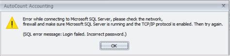 Troubleshooting Unable To Attach Database File Login Failed Incorrect Password AutoCount