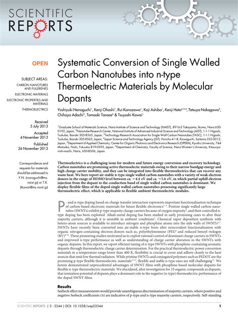 Pdf Systematic Conversion Of Single Walled Carbon Nanotubes Into N