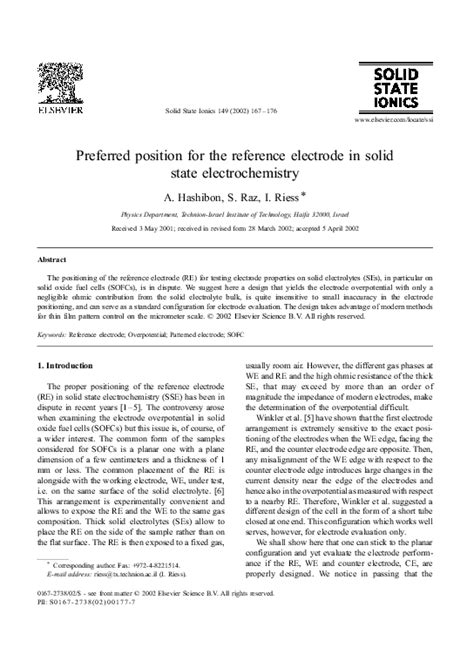 Pdf Preferred Position For The Reference Electrode In Solid State Electrochemistry