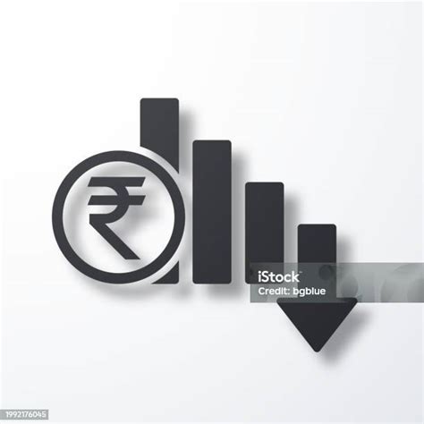 Indian Rupee Rate Decrease Icon With Shadow On White Background Stock Illustration Download