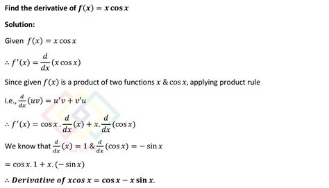 find the derivative of f x x cosx yawin