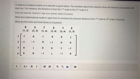 A Node Arc Incidence Matrix Of A Network Is Given Chegg