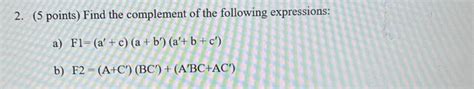 Solved 5 Points Find The Complement Of The Following