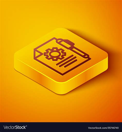 Isometric Line Document Settings With Gears Icon Vector Image