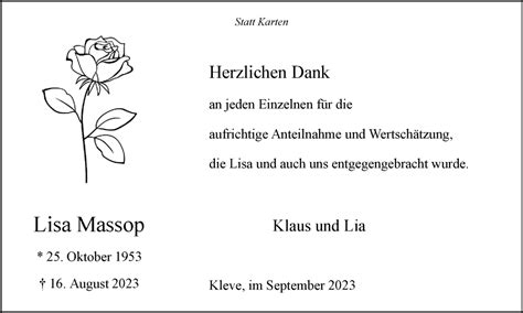 Traueranzeigen Von Lisa Massop Trauer In Nrwde