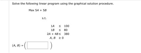 Solved Solve The Following Linear Program Using The