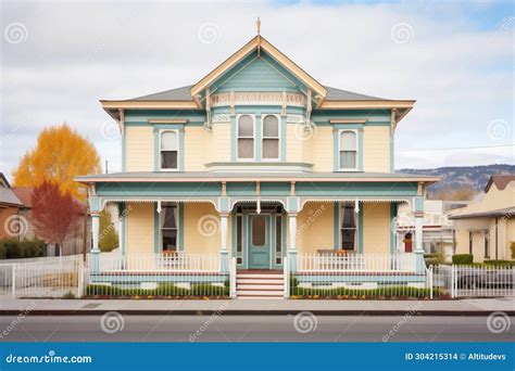 Segunda Casa Victoriana Imperial Con Cornisa Entre Corchetes Stock De Ilustración Ilustración