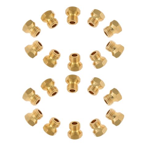 솔리드 황동 제트 노즐 키트 프로판 Lpg 천연 가스 파이프 그릴 온수기 Diy 버너 부품 교체 M6 × 075mm 05mm 20 개