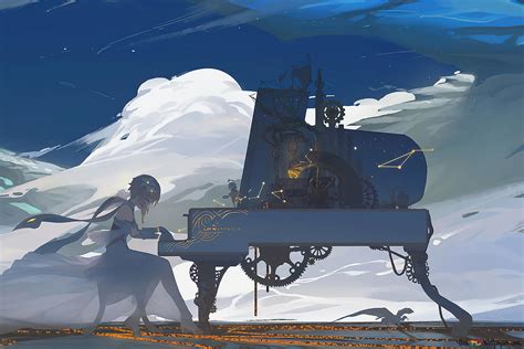 Lumine Playing The Piano Close To Nature Genshin Impact 4K Wallpaper Download
