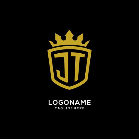 Initial JT Logo Shield Crown Style Luxury Elegant Monogram Logo Design Vector Art At