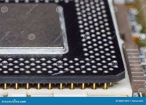 CPU Central Processing Unit Microchip Installed In Socket Stock Photo Image Of Electric Chip