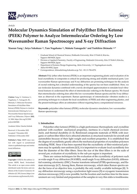 Pdf Molecular Dynamics Simulation Of Polyether Ether Ketone Peek Polymer To Analyze