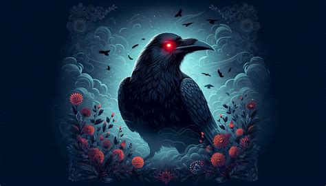 Crow With Glowing Red Eyes In Night Mist Graphic By Kulturrno · Creative Fabrica