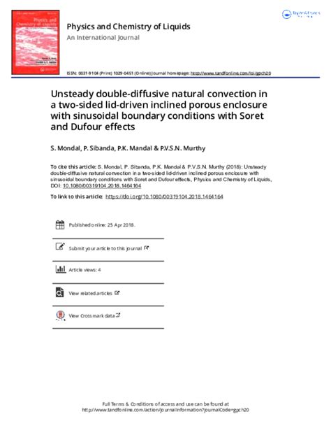 Pdf Unsteady Double Diffusive Natural Convection And Thermal Radiation Within A Vertical