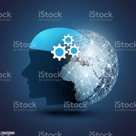 기계 학습 인공 지능 클라우드 컴퓨팅 및 네트워크 디자인 개념 인간의 머리로 Speech Recognition에 대한 스톡 벡터 아트 및 기타 이미지 Speech