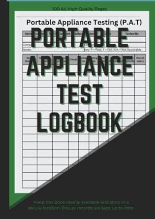 Pat Testing Logbook Professional Pat Test Record Book Large A UK Edition Portable