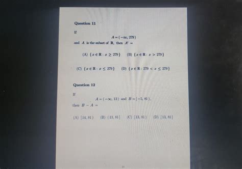 Solved A −∞ 279 And A Is The Subset Of R Then A′ A