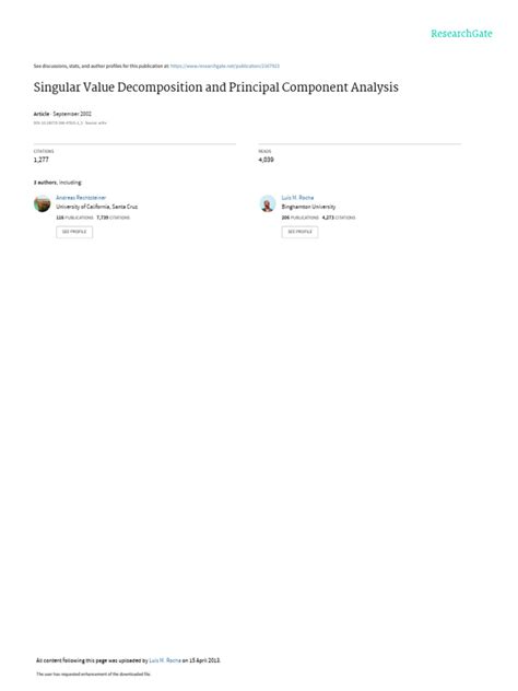 singular value decomposition and principal component analysis pdf
