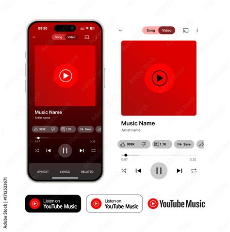 Youtube Music Player Ui Template Editable Vector Mockup Showing