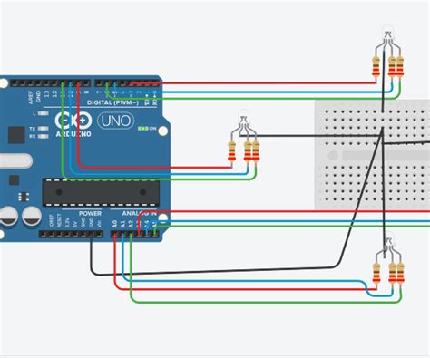 arduino traffic light controller using rbg led 4 way 3 steps