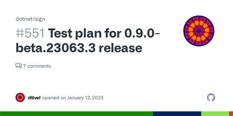 Test Plan For 090 Beta230633 Release · Issue 551 · Dotnetsign · Github