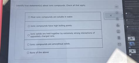 Solved Identify True Statement S ﻿about Ionic Compounds