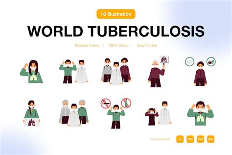 World Tuberculosis Illustration Set Objects Ft Health And Disease