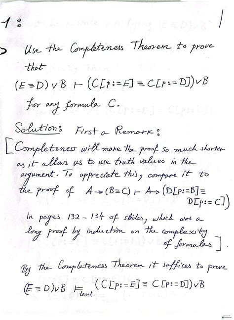 Assignment 3 Solutions Completeness Theorem And Proof Techniques Studocu