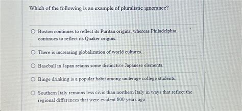 Solved Which Of The Following Is An Example Of Pluralistic