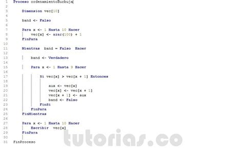 tutorias co ciclo mientras pseint ordenamiento burbuja Programación en Pseint