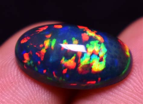 Ethiopian Black Opal Quality Aaa Natural Black Opal Shape Oval Multi