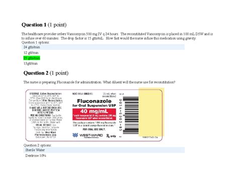 Iv Calculation Quiz Brightspace Quiz Question 1 1 Point The