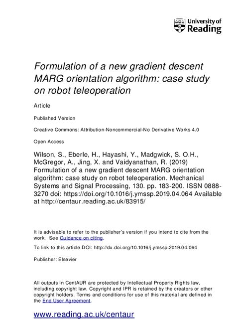 Pdf Formulation Of A New Gradient Descent Marg Orientation Algorithm