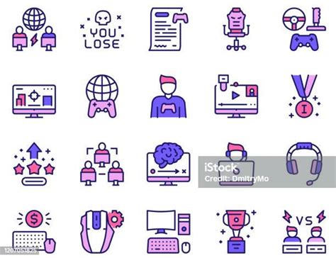 Esport 색상 선형 벡터 아이콘 집합입니다 E스포츠에 대한 스톡 벡터 아트 및 기타 이미지 E스포츠 아이콘 게이머 Istock
