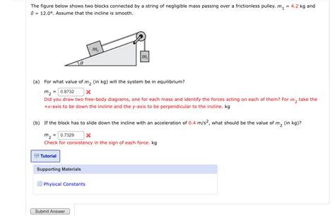 solved the figure below shows two blocks connected by a