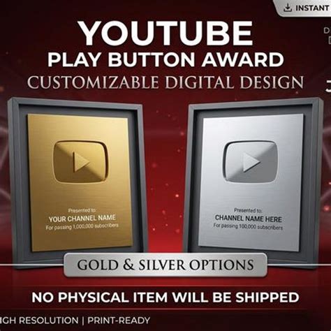 Custom Youtube Play Button Etsy
