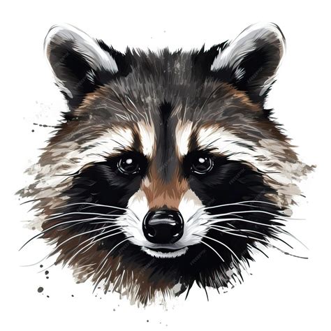 Mapache Vector Plano Geométrico Acuarela Fondo Blanco Aislado Vector Premium