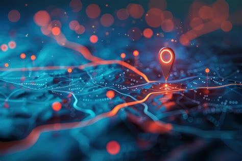 Premium Photo Hightech Gps Map With Digital Pin And Illuminated Route Path