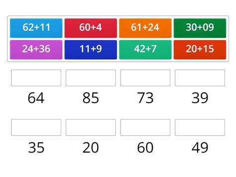 Adding Two Digit Numbers Match Up