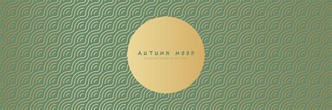 원활한 아시아 배경 패턴 가을 동양 프리미엄 디자인 녹색과 금색의 추상적인 기하학적 물결 모양의 선과 곡선 파동 전통적인 일본 빈티지 장식품 Seigaiha에 대한 스톡