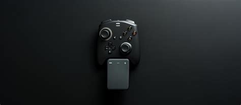Premium Ai Image Photo Of A Black Gaming Controller On A Sleek Surface With Copy Space