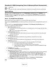 Advanced Excel Exam Questions Pdf Standard C 2020 Computing Term 2 Advanced Excel Assessment