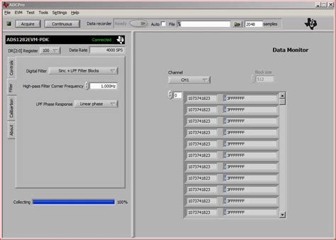 Ads1282evm Pdk Adc Pro Final Output Data Only 3fffffff At Maximum