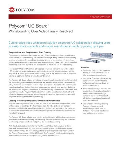 Polycom® Uc Board™ Data Sheet