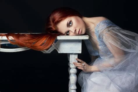 Premium Photo Sexy Beautiful Redhead Girl With Long Hair Dress