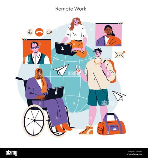 Remote Work Concept Diverse Individuals Connect Globally Through Online Platforms Embracing
