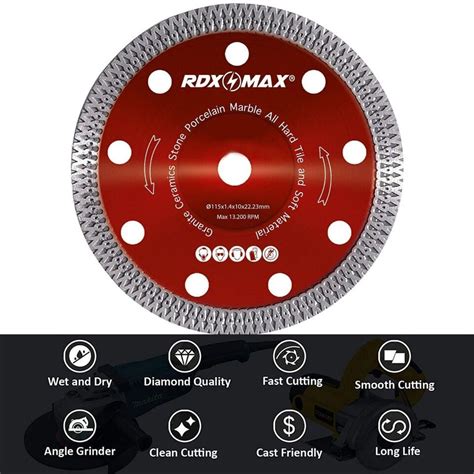 115mm 45 Angle Grinder Disc Thin Diamond Dry Cutting Disc Porcelain Tile Turbo Etsy