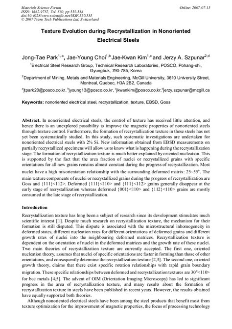 Texture Evolution During Recrystallization In Nonoriented Electrical
