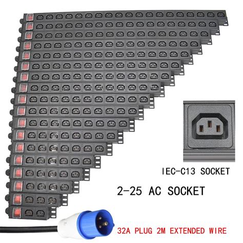 Pdu Power Distribution Unit 16a 3500w Power Strip 2 22 Ways Iec C13 Output Socket With Led