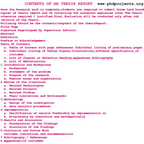 Phd Thesis Structure Phd Projects